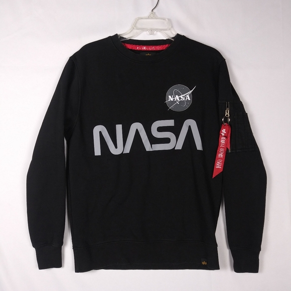 Alpha Industries | Shirts | Alpha Industries Jumper Nasa Mens S Black ...